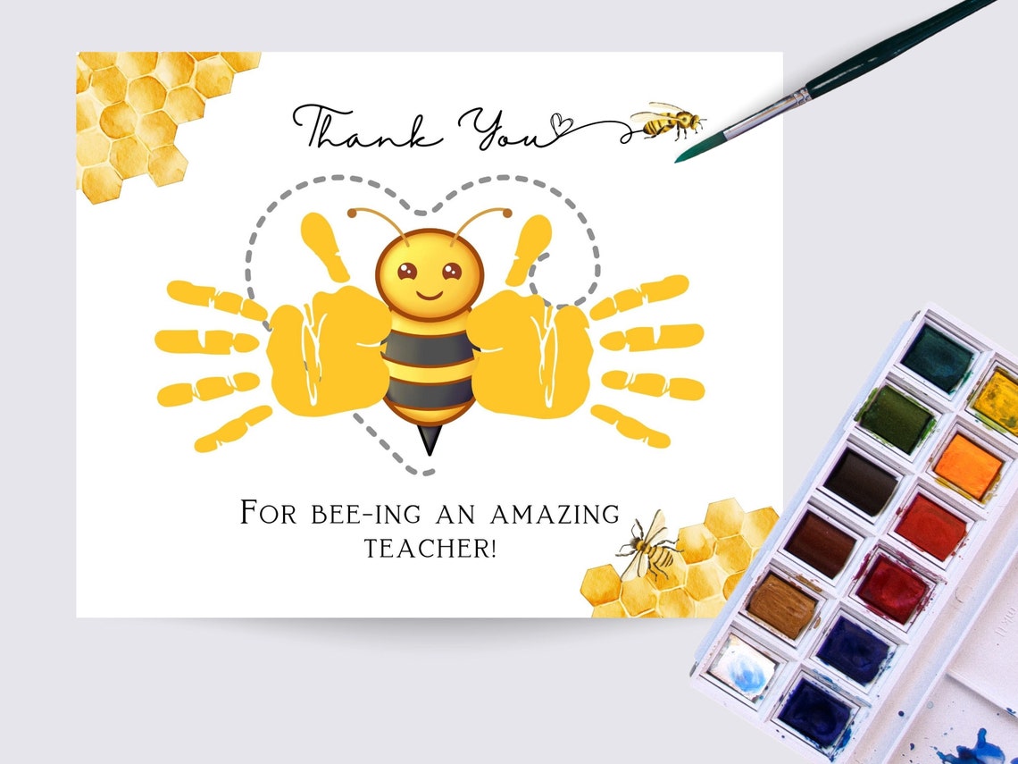 Teacher Handprint Art Craft Teacher Gift Bee Thank You DIY - Etsy