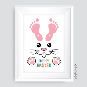 Hoppy Easter Bunny Footprint Art, Bunny Handprint Footprint Keepsake ...