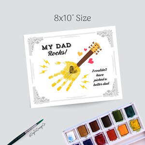 My Dad Rocks, Guitar Handprint Art Craft, Father's Day Craft, Birthday ...