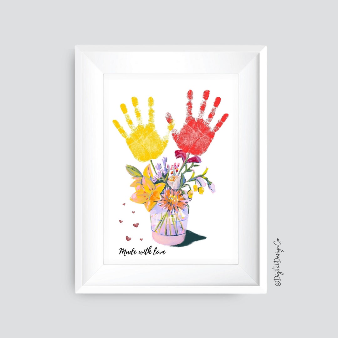 Flower Handprint Craft, Made With Love, Mothers Day Craft, Grandparents ...