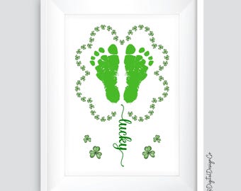 Lucky Clover Footprint Craft, St. Patrick's Day, Baby Toddler Footprint ...