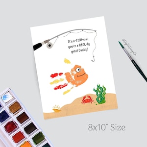 Father's Day Handprint Art Craft, Fish Handprint Craft, Gift for Dad ...