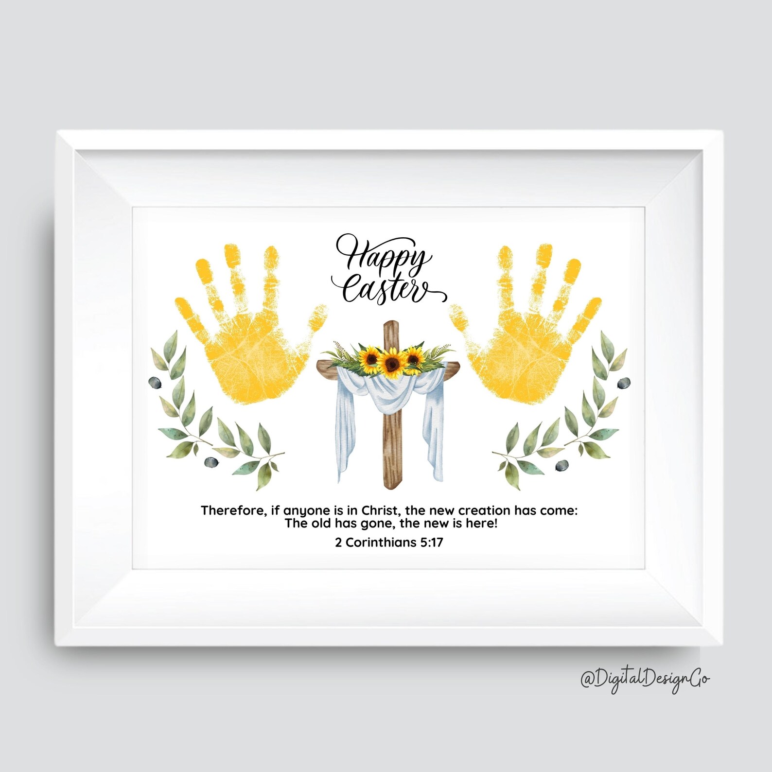 Easter Handprint Art Craft, Happy Easter, Cross 2 Corinthians 5:17 ...
