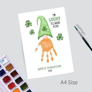 St Patricks Day Handprint Art, I'm Lucky to Have You, Gnome Handprint ...