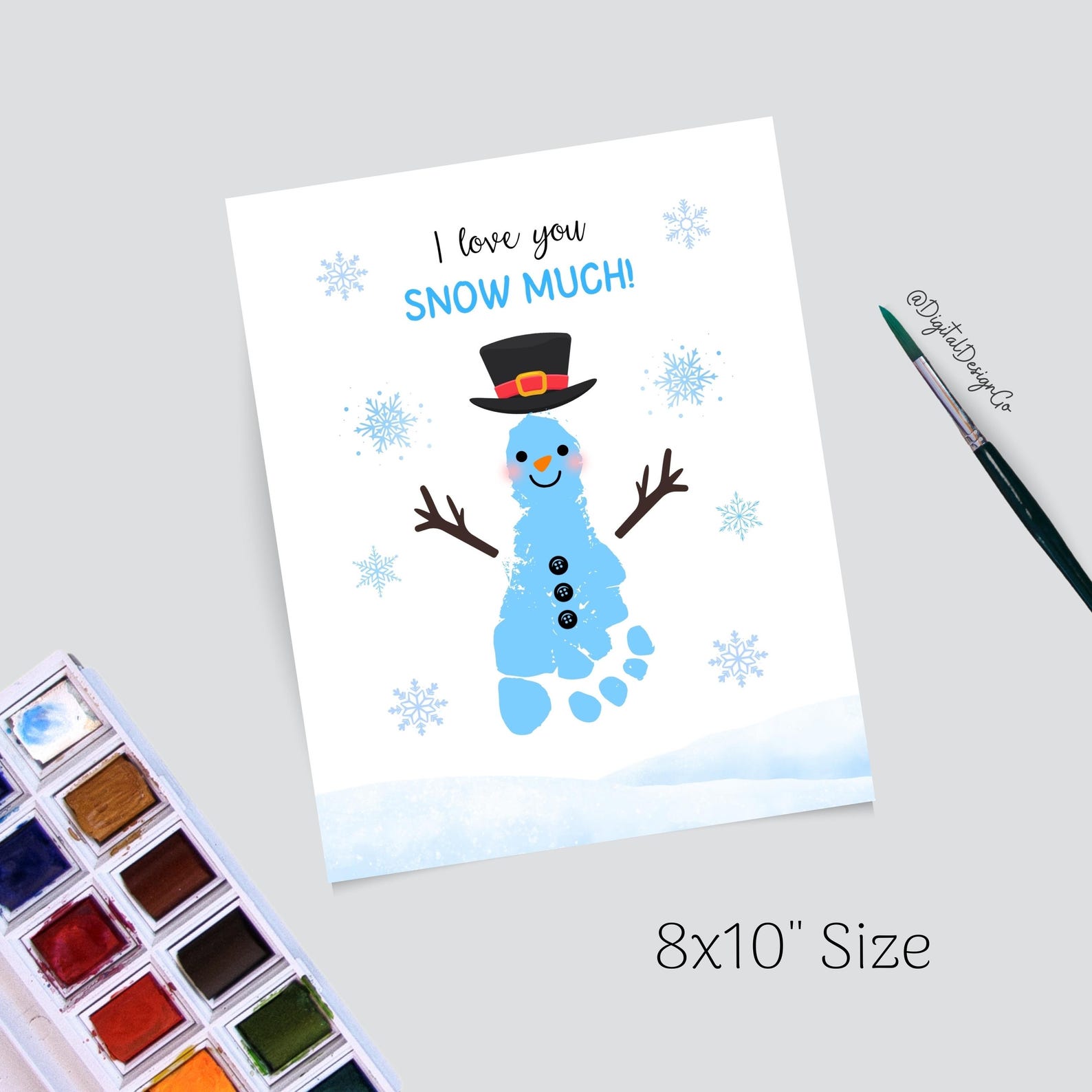 Christmas Snowman Footprint Art, I Love You Snow Much, Baby Toddler ...