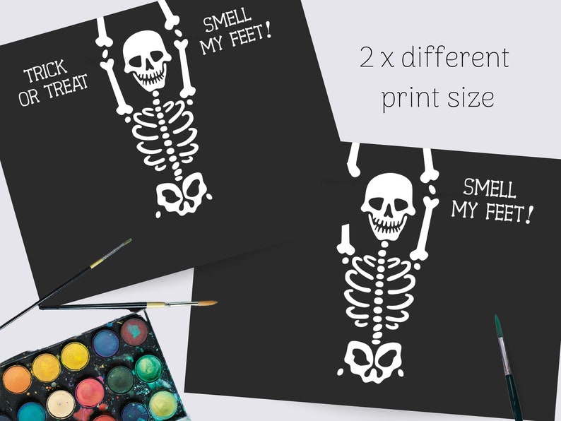 Halloween Footprint Art Skeleton Trick or Treat Smell My - Etsy