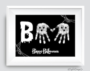 Halloween Handprint Art, Boo Handprint Craft, Happy Halloween, Baby ...