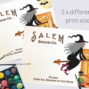 Halloween Handprint Art, Salem Broom Co, Halloween Decor, Witch Broom ...