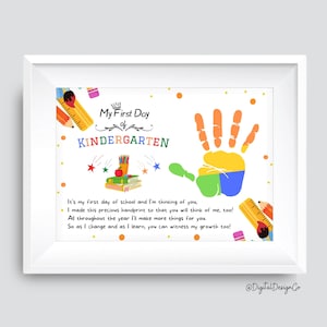 My First Day of Kindergarten Handprint Art, Back to School Poem, DIY ...