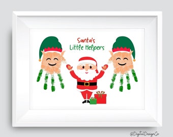 Elf Handprint Art, Christmas Handprint Craft, Baby Toddler Christmas ...
