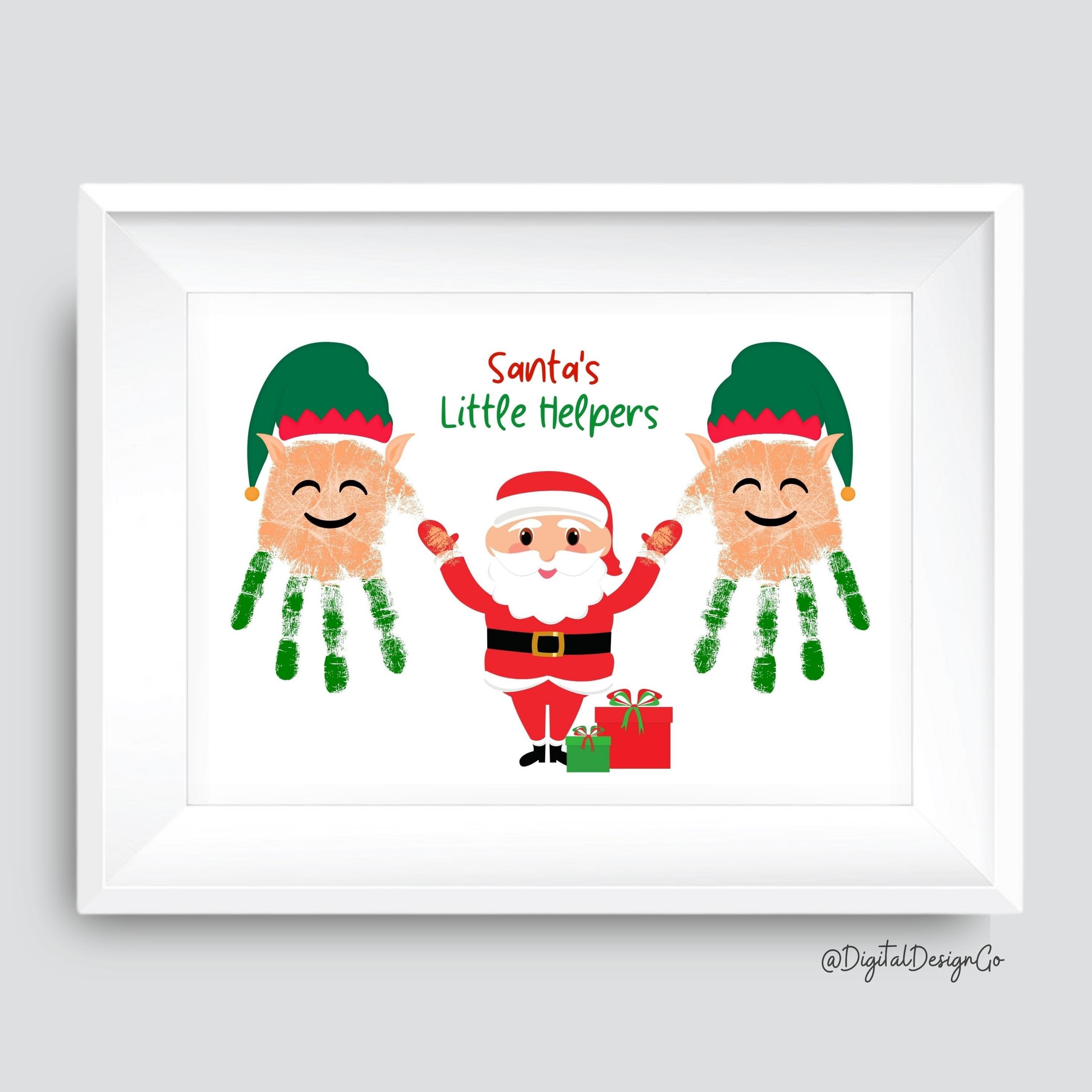 Christmas Handprint Art, Santa's Little Helpers, Christmas Elf Craft ...