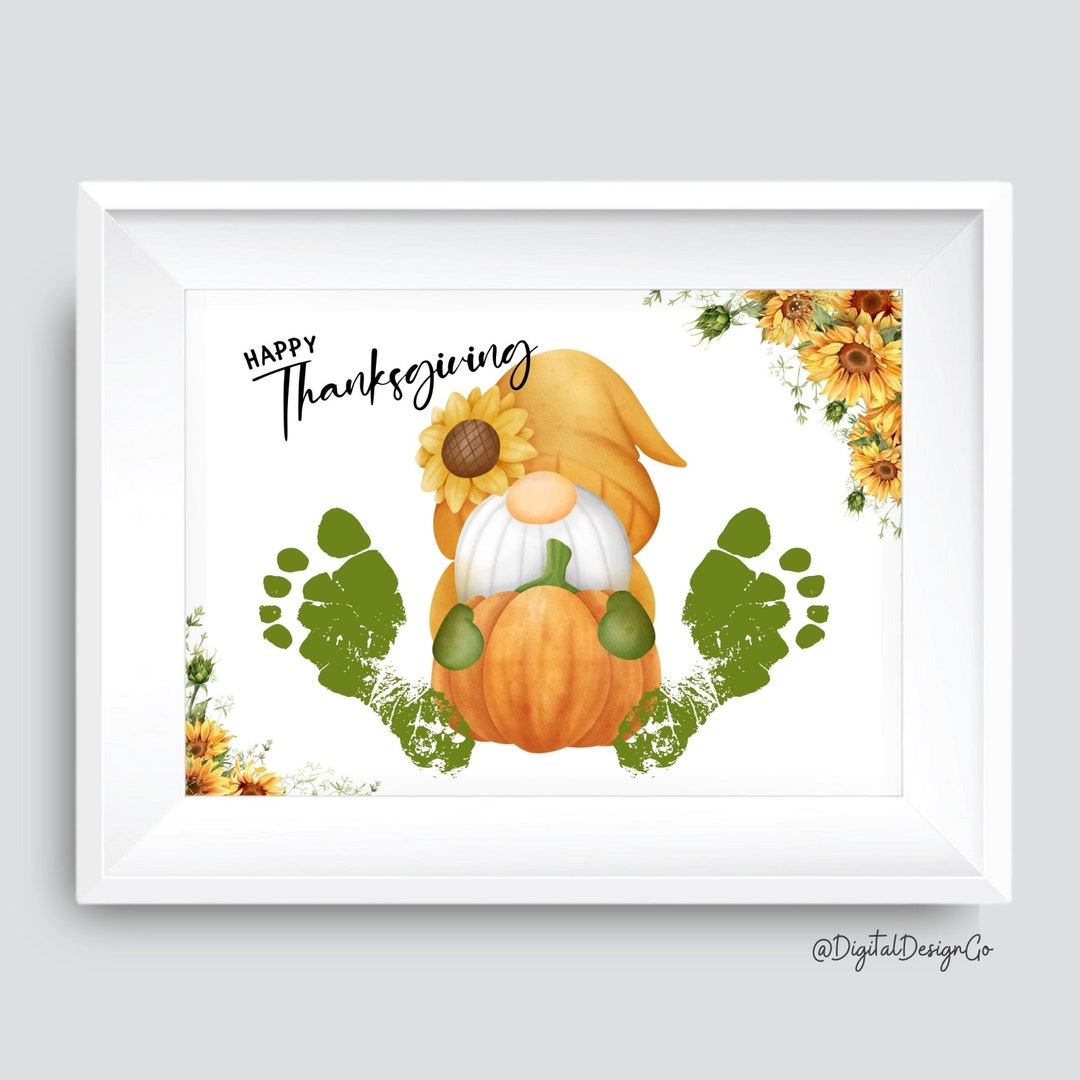 Thanksgiving Footprint Art Craft, Gnome Footprint Craft for Kids Baby ...