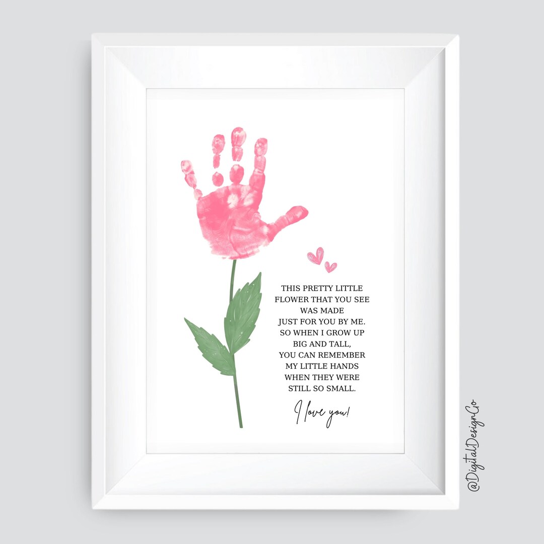 Flower Handprint Art, Valentines Day Handprint Craft, Love Poem, Kids ...