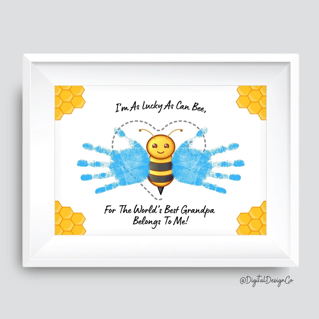 Grandpa & Papa Handprint Craft, Birthday Gift, Bee Handprint Art ...