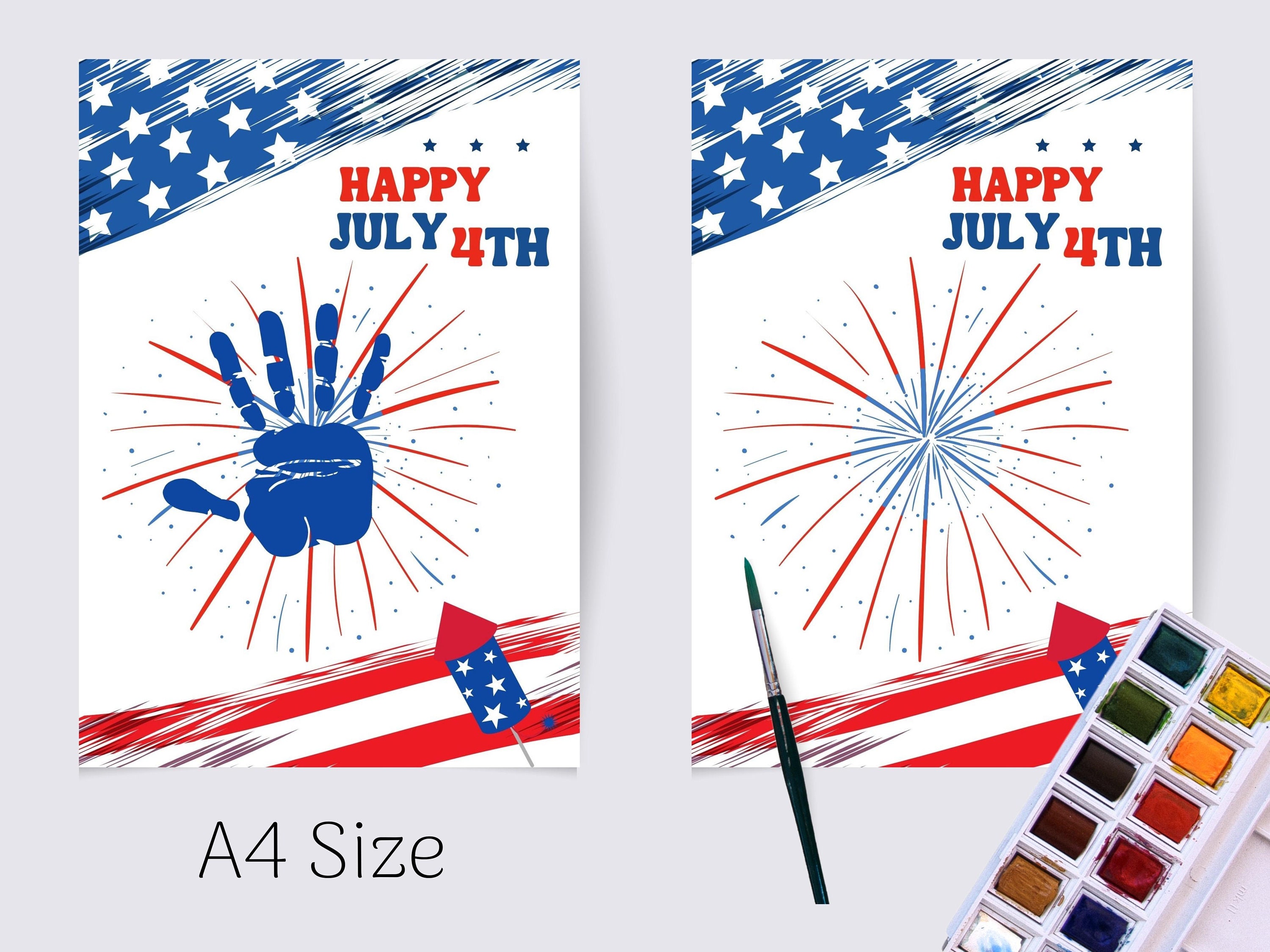 Firework Handprint Art Happy 4th of July Independence Day - Etsy