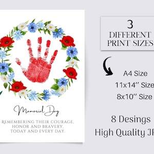 Memorial Day Handprint Footprint Art Craft, Kids Baby Toddler, Poppy ...