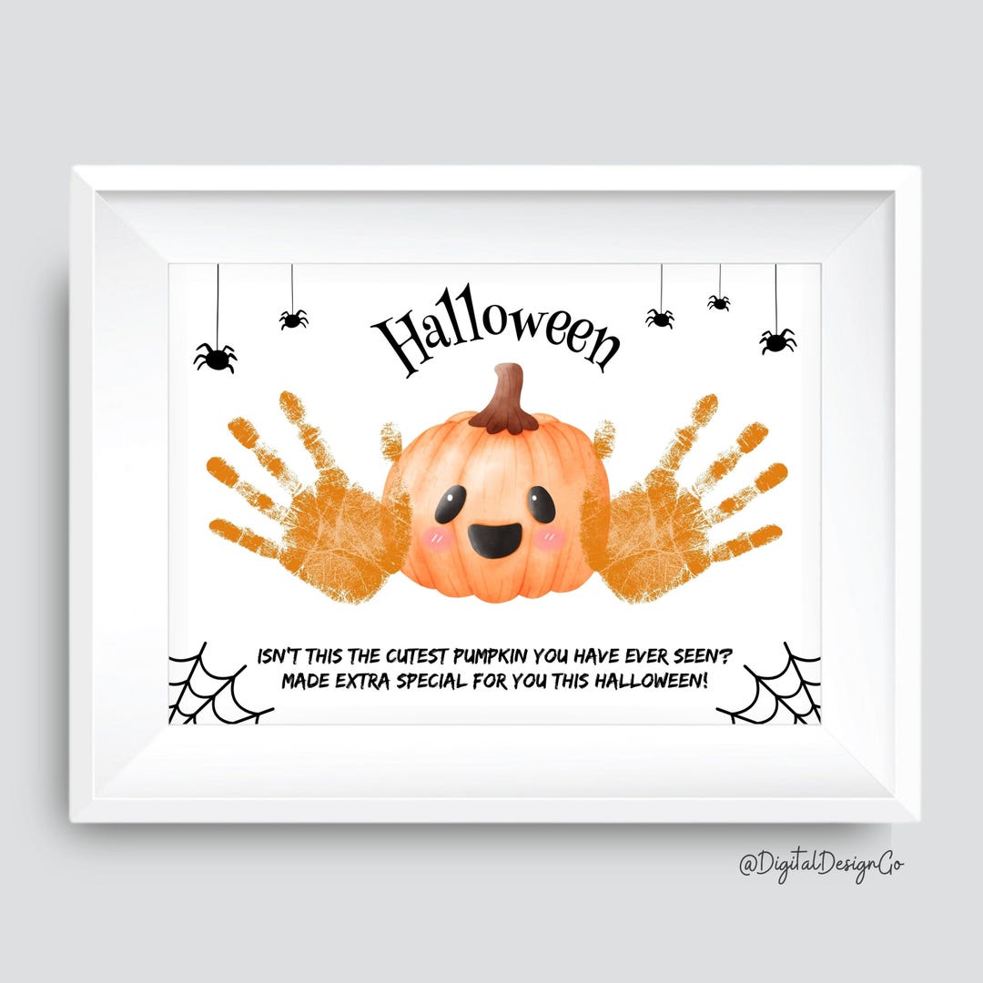 Halloween Handprint Art Craft, Cutest Pumpkin Handprint Keepsake ...