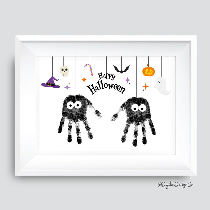 Halloween Handprint Art, Spider Handprint Craft, Kids Baby Toddler, DIY ...