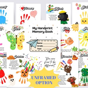 Handprint Memory Book for Prek, Preschool, Kindergarten, 1st Grade ...