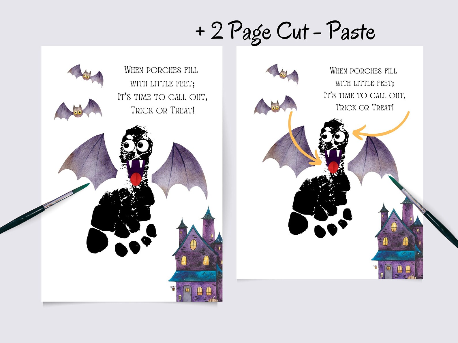 Halloween Handprint Footprint Craft Bundle Halloween - Etsy