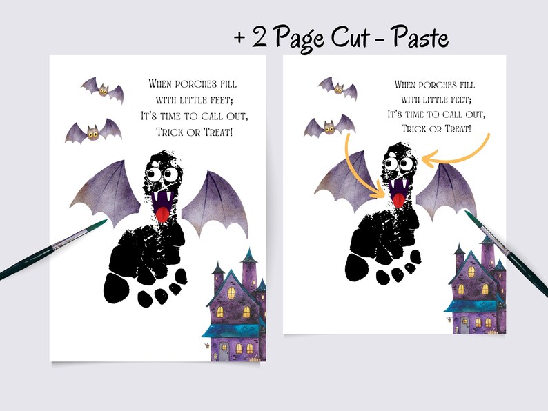 Halloween Handprint Footprint Craft Bundle Halloween - Etsy