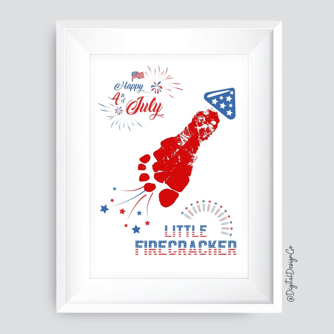 Little Firecracker Footprint Art, 4th of July, Kids Baby Toddler ...