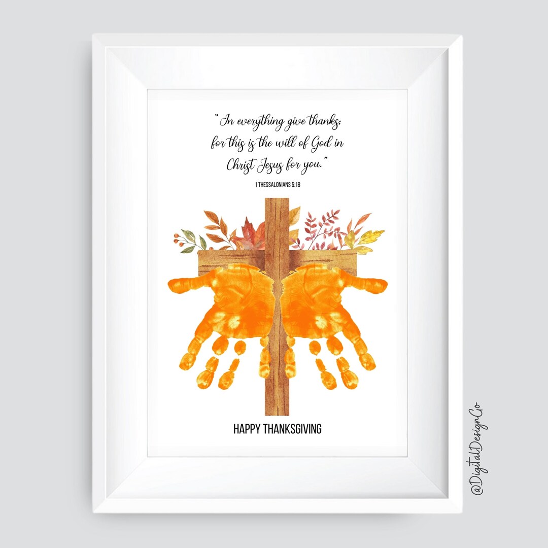 Thanksgiving Handprint Art, Christian Bible Verse, Cross Handprint ...