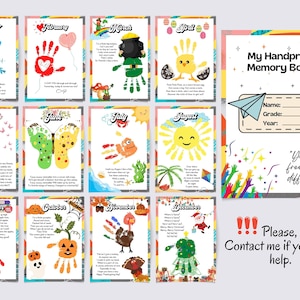 Handprint Memory Book for Prek, Preschool, Kindergarten, 1st Grade ...