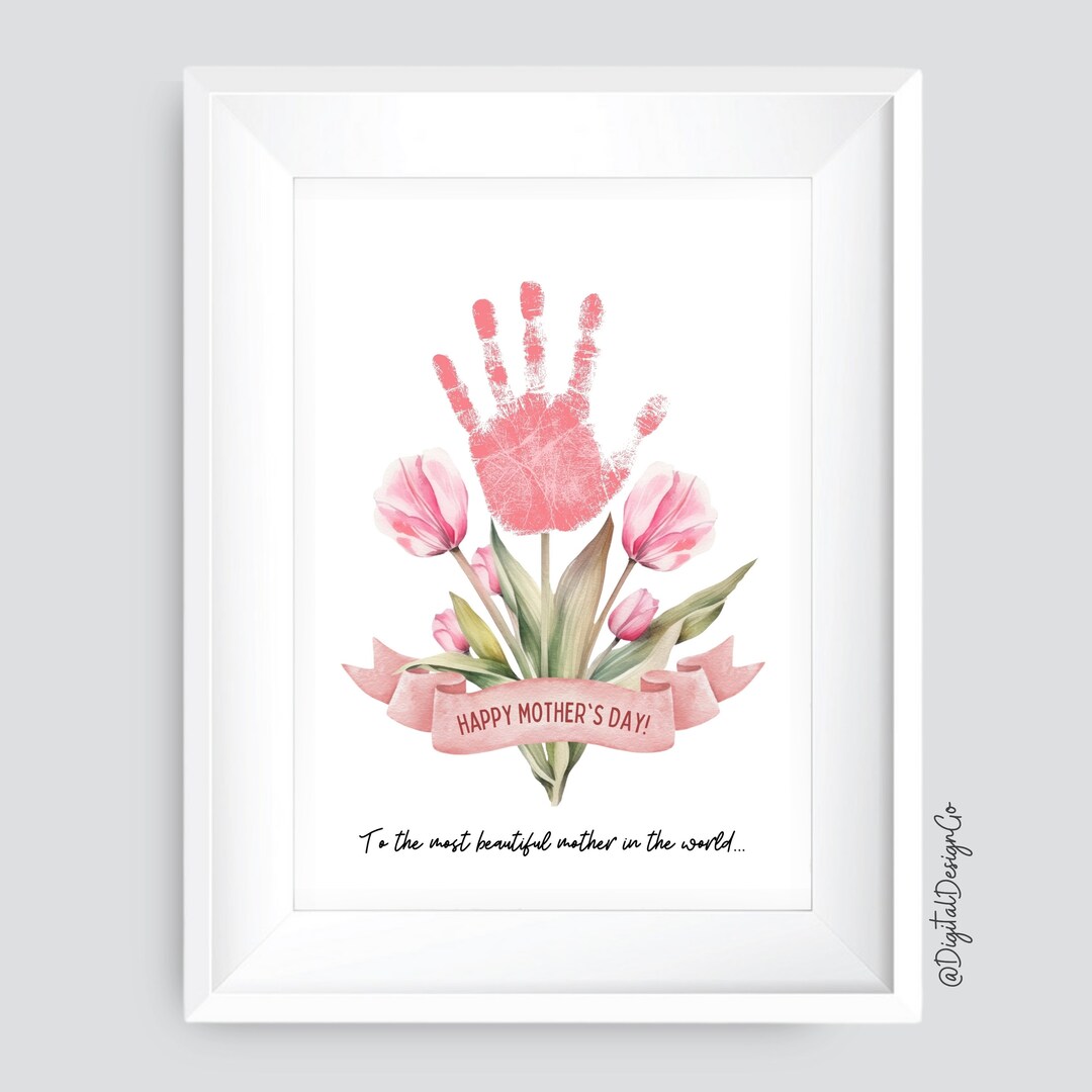 Mother's Day Flower Handprint Art Craft, Tulip Handprint Art Craft for ...