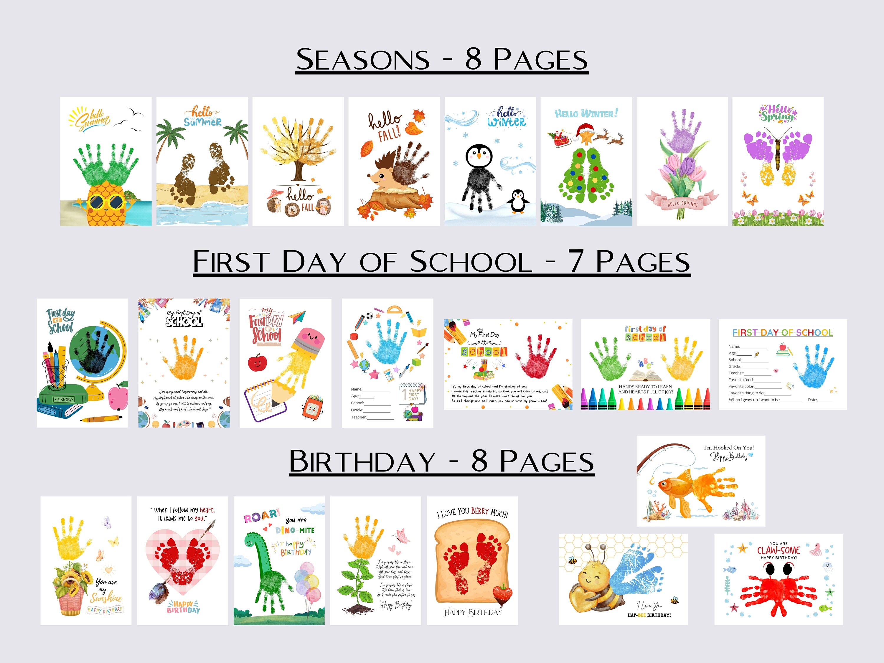 Yearly Mega Bundle, Handprint Footprint Art Craft, Full Year of Seasons ...