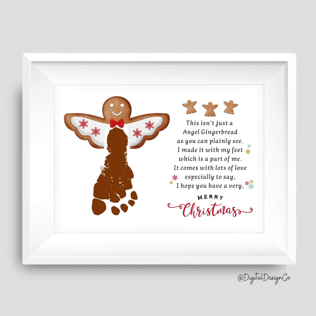 Christmas Footprint Art Craft, Poem, Angel Gingerbread Footprint Craft ...
