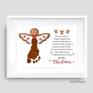 Christmas Footprint Art Craft, Poem, Angel Gingerbread Footprint Craft ...