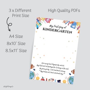First Day of Kindergarten Handprint Art, First Day of School Sign, Back ...
