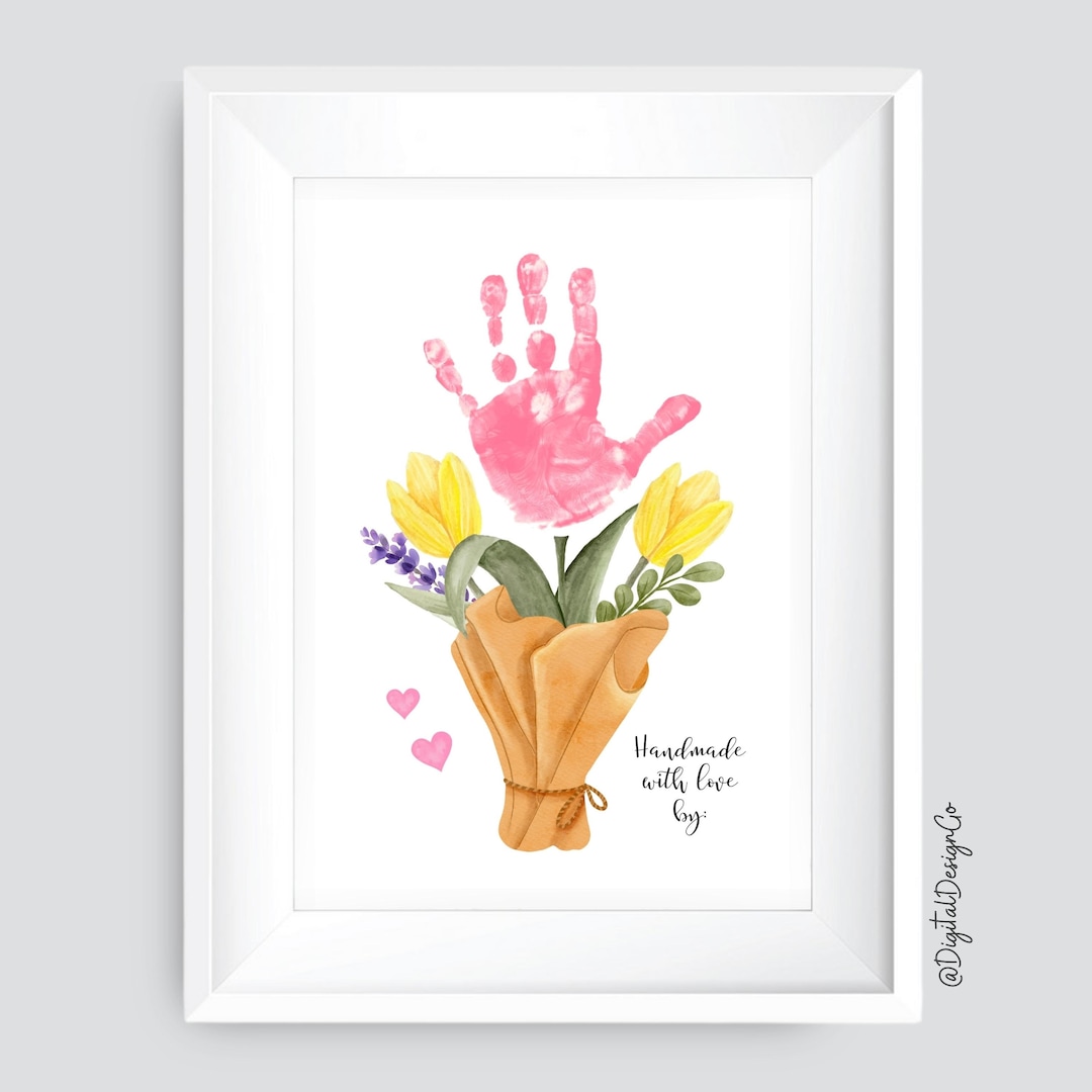 Valentines Day Handprint Art, Handmade With Love, Flower Handprint ...