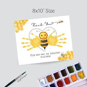 Teacher Handprint Art Craft, Teacher Gift, Bee, Thank You DIY Card ...
