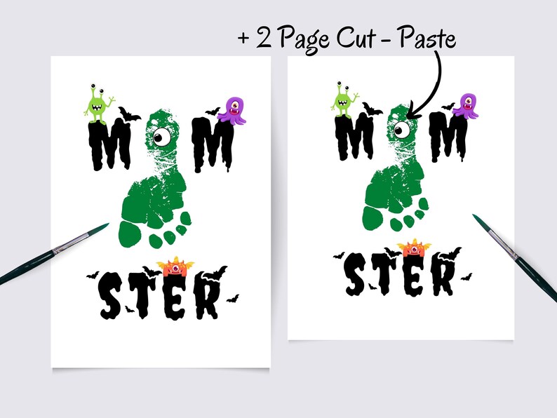 Halloween Handprint Footprint Craft Bundle Halloween - Etsy