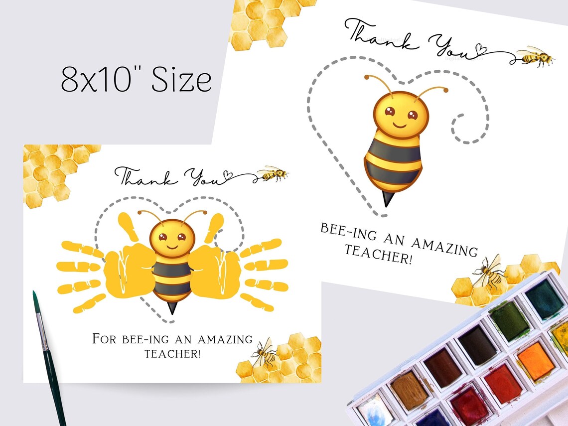 Teacher Handprint Art Craft Teacher Gift Bee Thank You DIY - Etsy