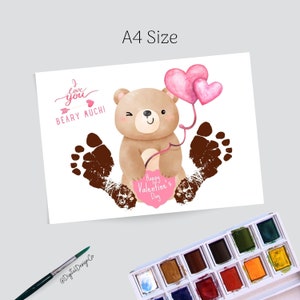 I Love You Beary Much Footprint Art, Valentines Day Footprtint Craft ...