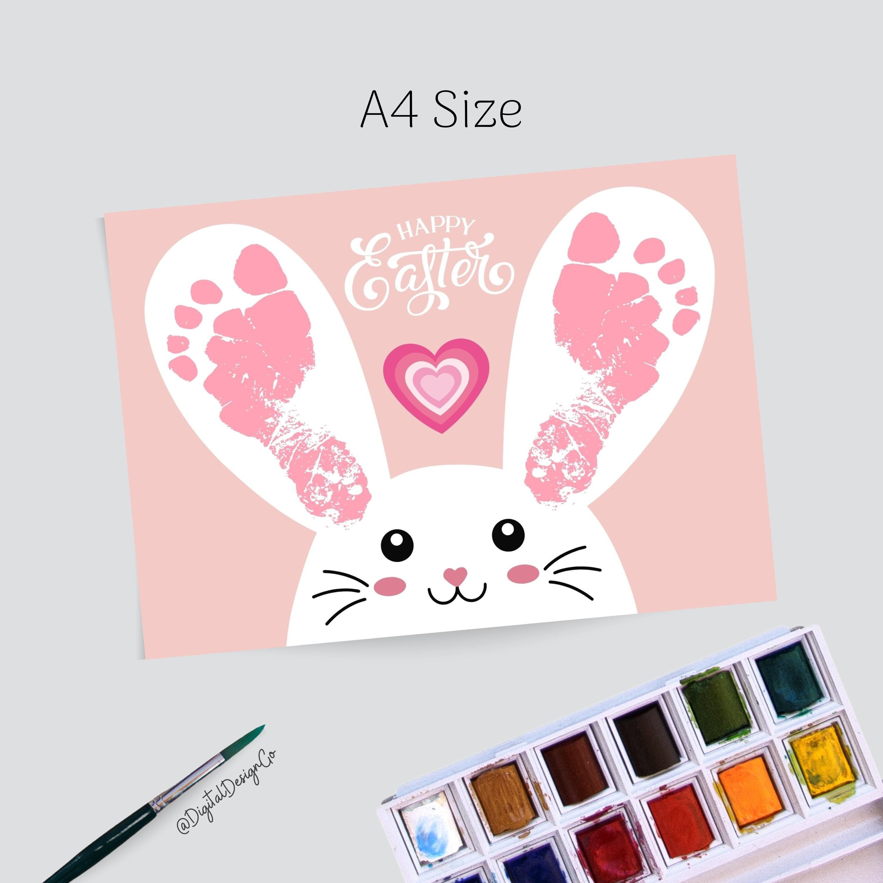 Happy Easter Bunny Footprint Art Craft Easter Bunny Craft for - Etsy