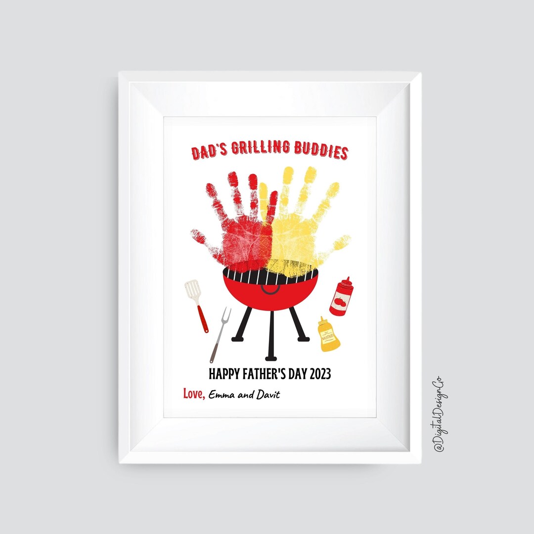 Fathers Day Handprint Art Craft Grill Handprint Dads - Etsy
