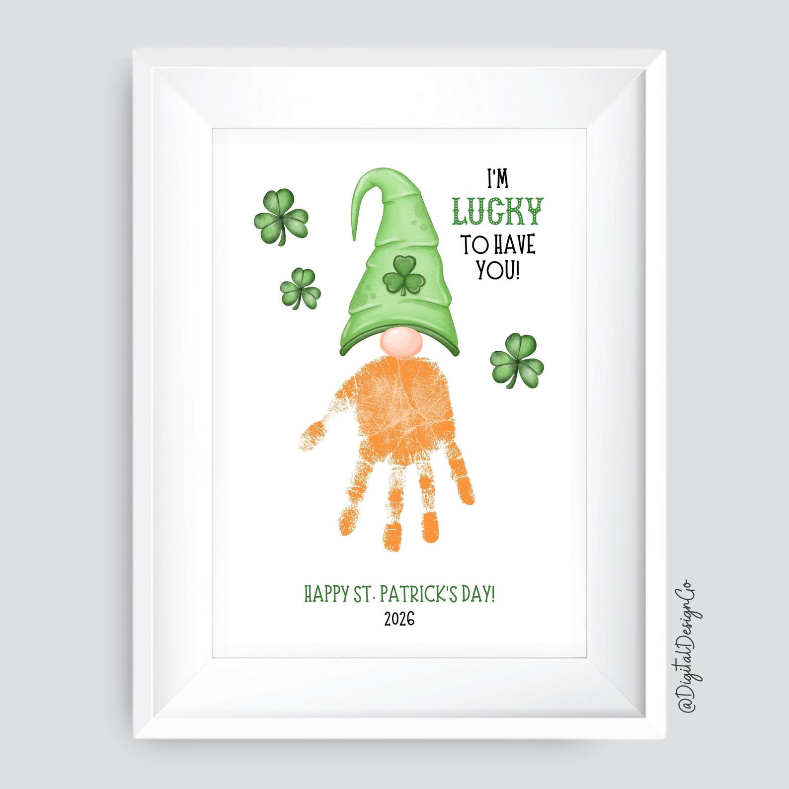 St Patricks Day Handprint Art, I'm Lucky to Have You, Gnome Handprint ...