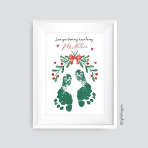 Mistletoe Christmas Footprint Art Craft, Holiday School Activity, Kids ...