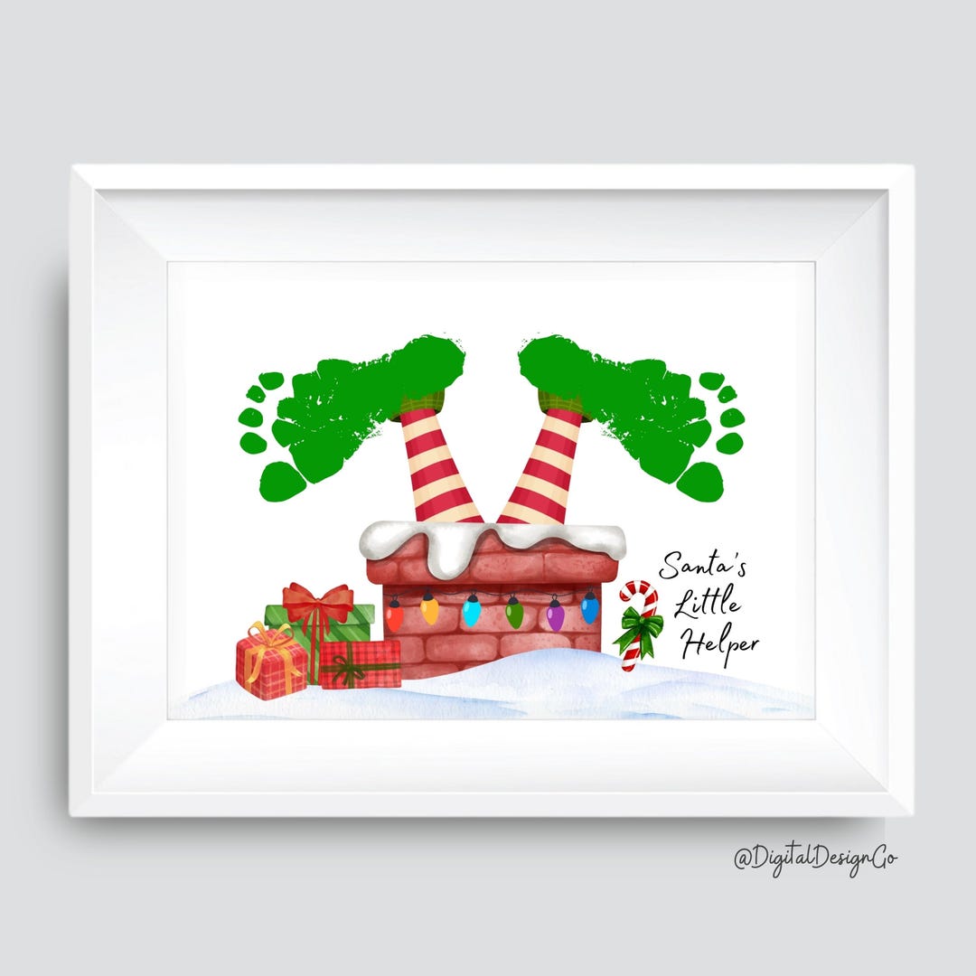 Christmas Footprint Art / Santa's Little Helper / Elf Footprint Craft ...