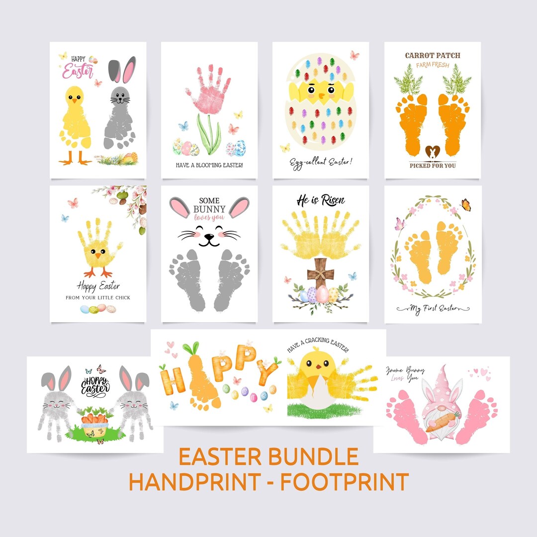 Easter Handprint Footprint Art Craft Bundle, Happy Easter Craft for ...