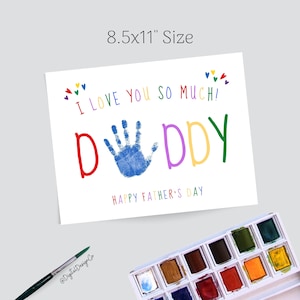 I Love You so Much Daddy, Happy Father's Day, Handprint Art Craft, Kids ...
