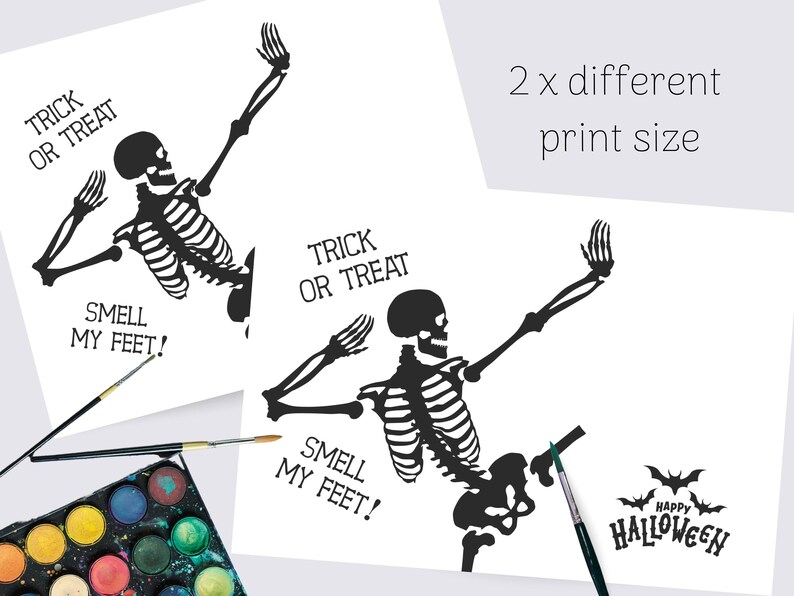 Halloween Footprint Art Skeleton Trick or Treat Smell My - Etsy