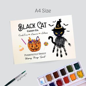 Black Cat Handprint Craft, Halloween Handprint Art for Kids Baby ...