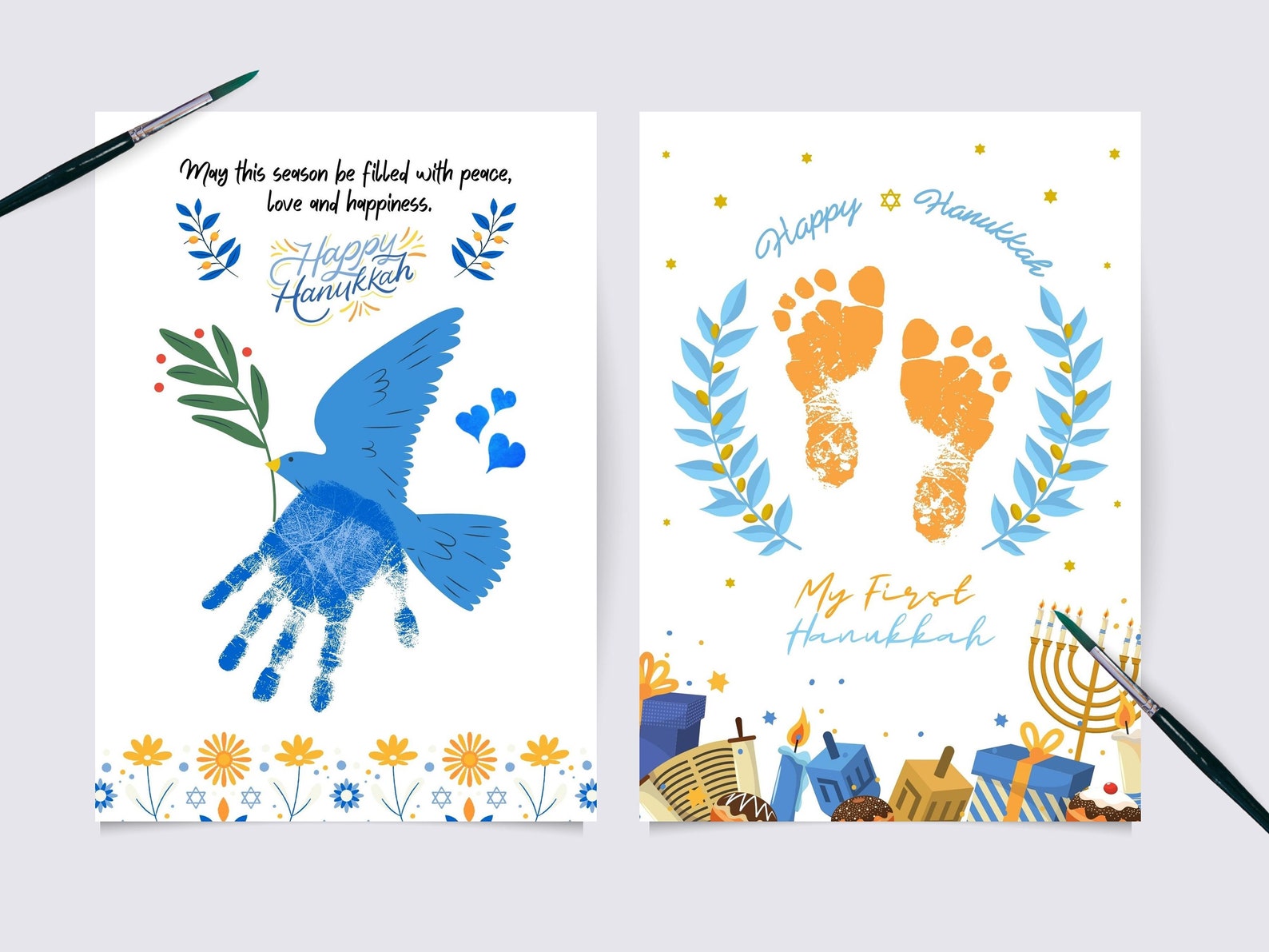 Hanukkah Handprint Footprint Fingerprint Art Craft Hanukkah - Etsy