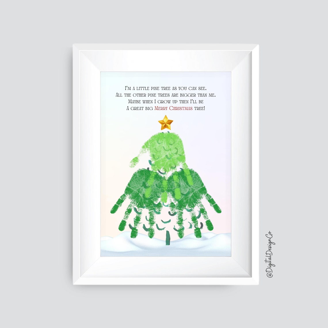Christmas Tree Handprint Art Poem Merry Christmas Tree - Etsy