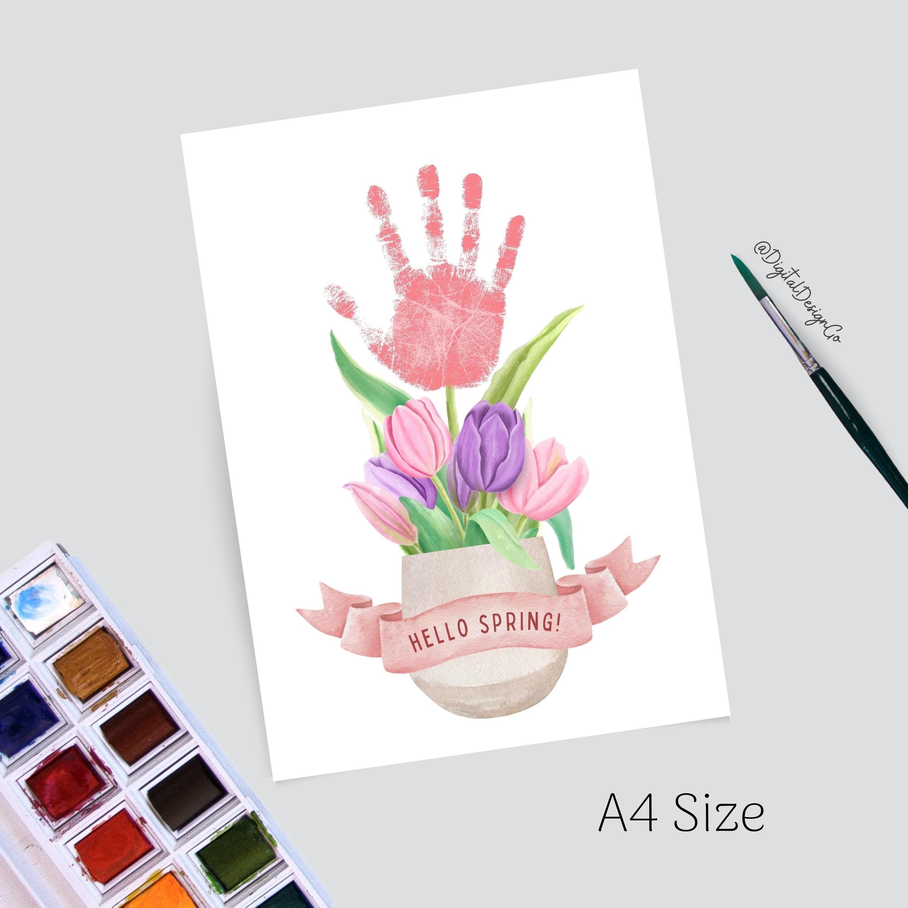 Spring Handprint Art Craft, Hello Spring, Tulip Handprint Craft for ...